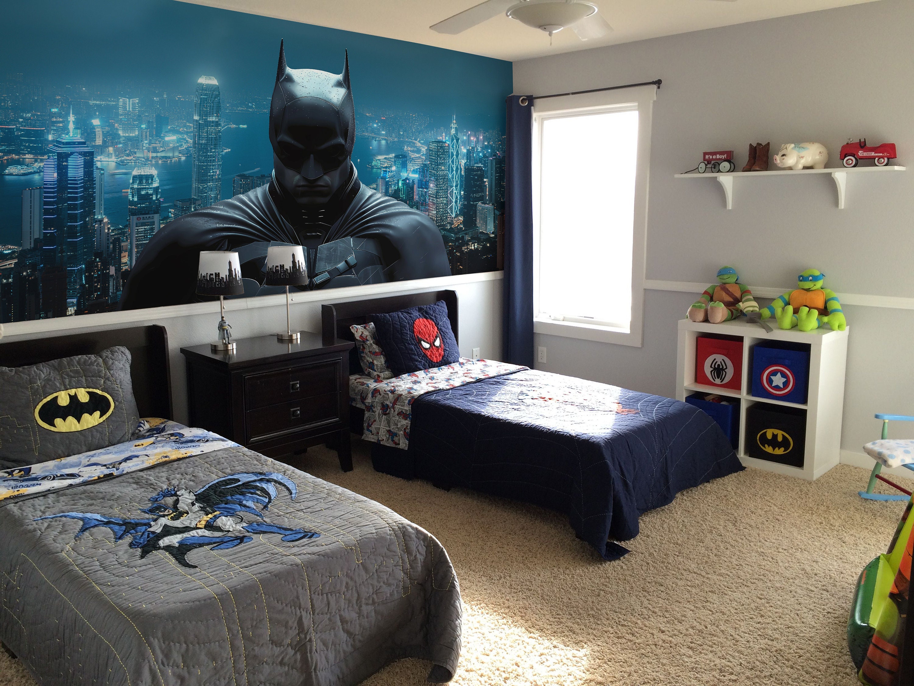 Batman Wall Mural Batman Wallpaper Superhero Wallpaper Nursery Decor ...