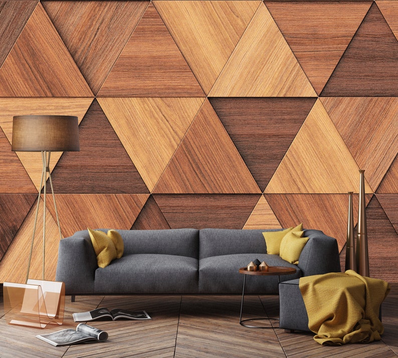Triangle Wall Art Wood Wallpaper Triangle Wallpaper Livingroom ...