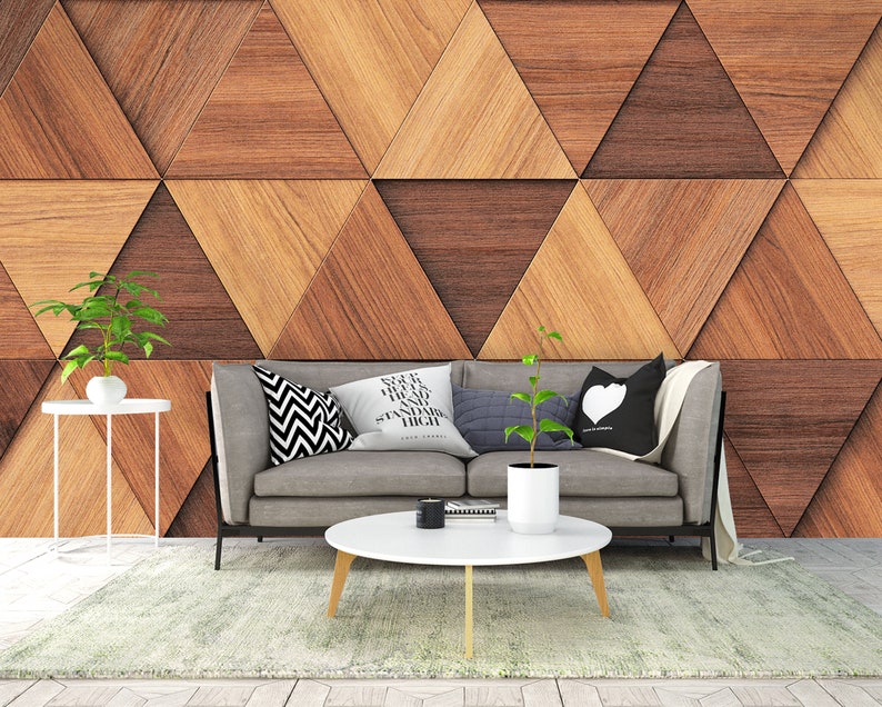 Triangle Wall Art Wood Wallpaper Triangle Wallpaper Livingroom ...