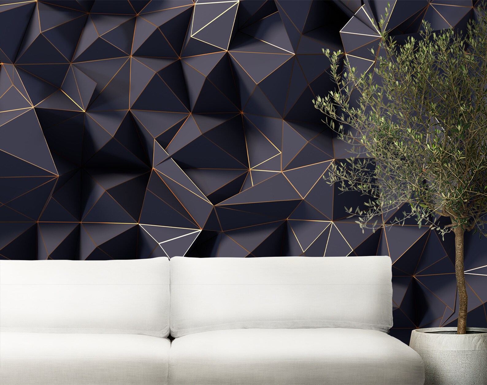 3D Rendering Wallpaper Abstract Wall Art Geometric Wall Decor Polygonal ...