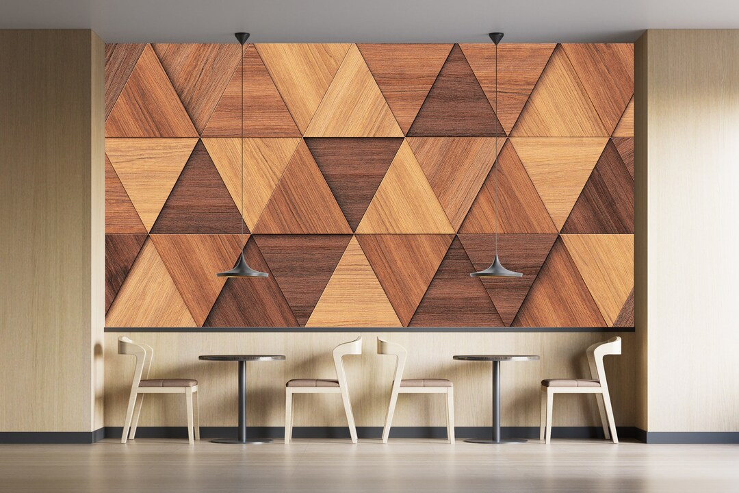 Triangle Wall Art Wood Wallpaper Triangle Wallpaper Livingroom ...