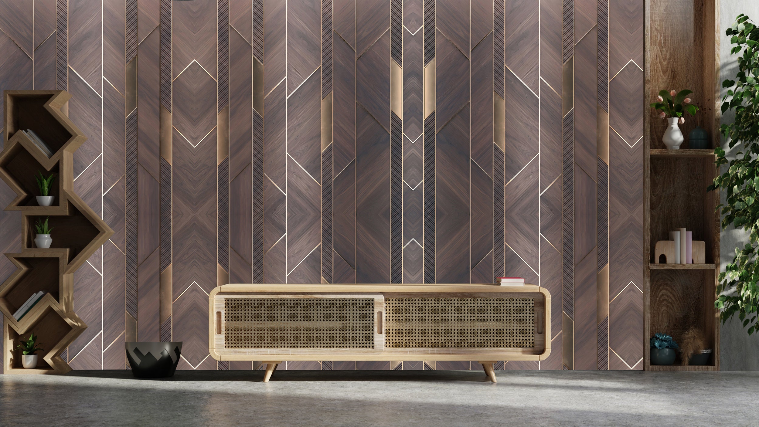 Wood Dark Modern Texture Wallpaper - Etsy