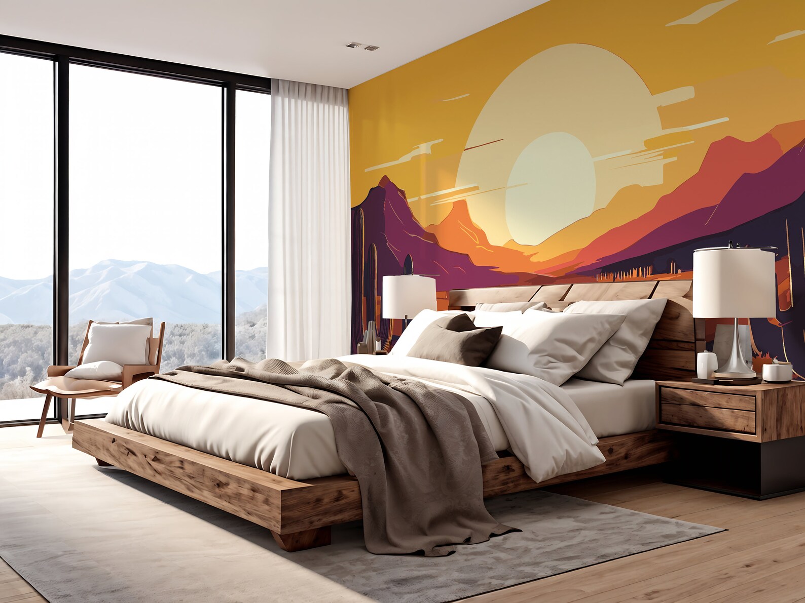 Western Wallpaper Desert Plants Wall Decor Cacti Boquet Wall Art ...