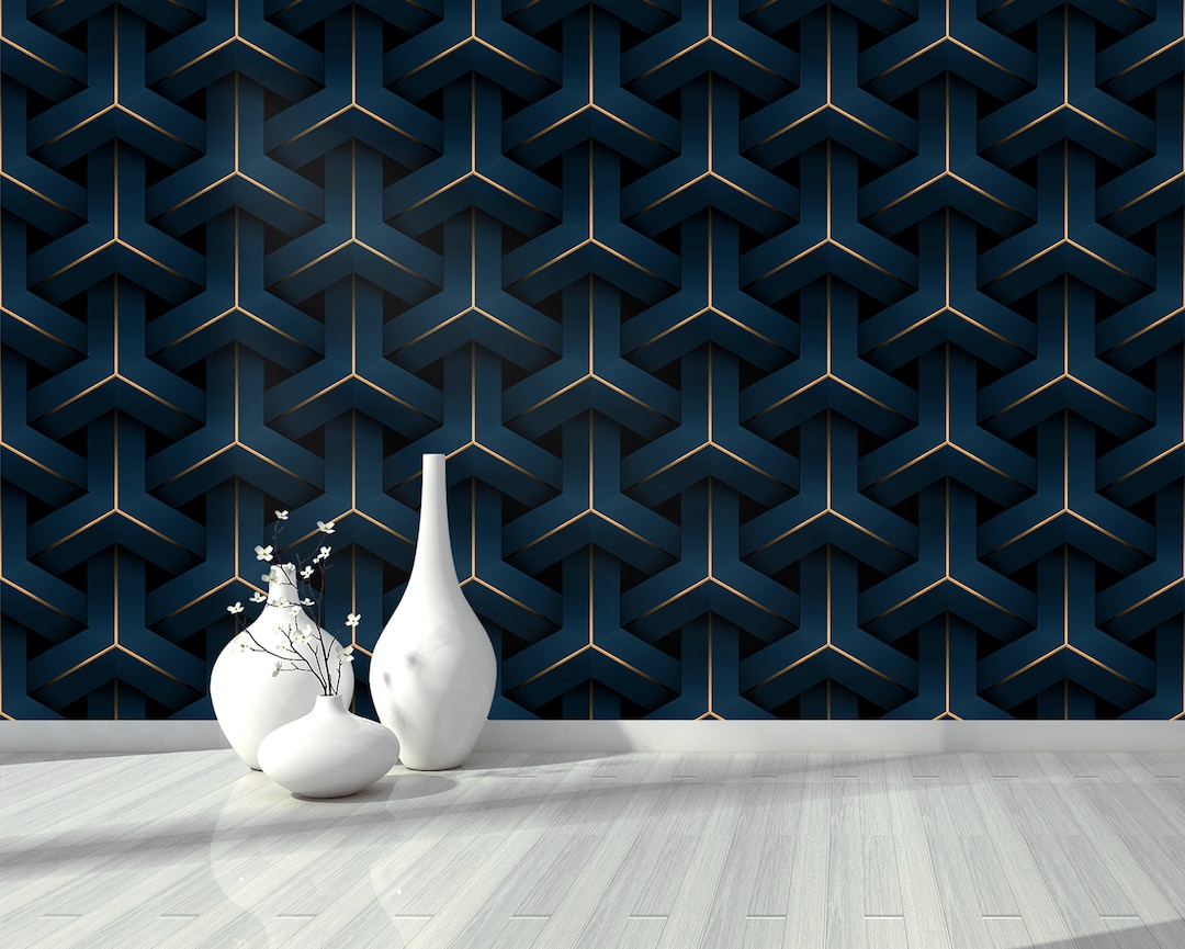 Art Deco Wallpaper Geometric Wallpaper Abstract Wall Decor Peel and ...
