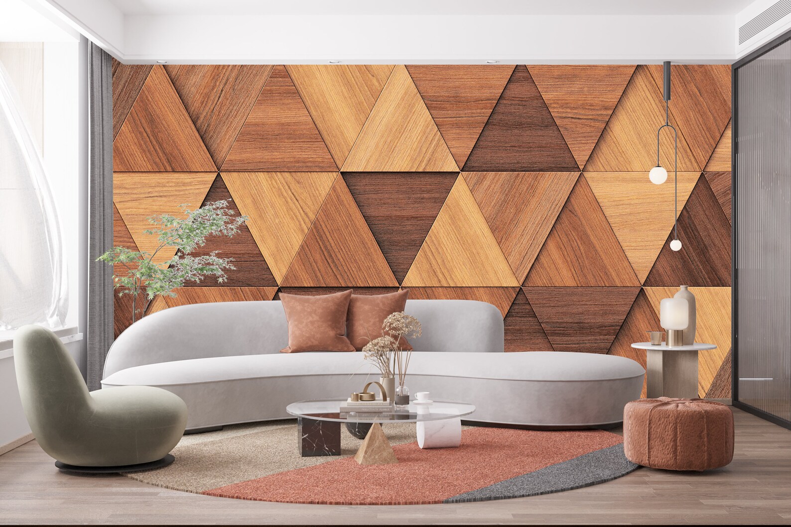 Triangle Wall Art Wood Wallpaper Triangle Wallpaper Livingroom ...