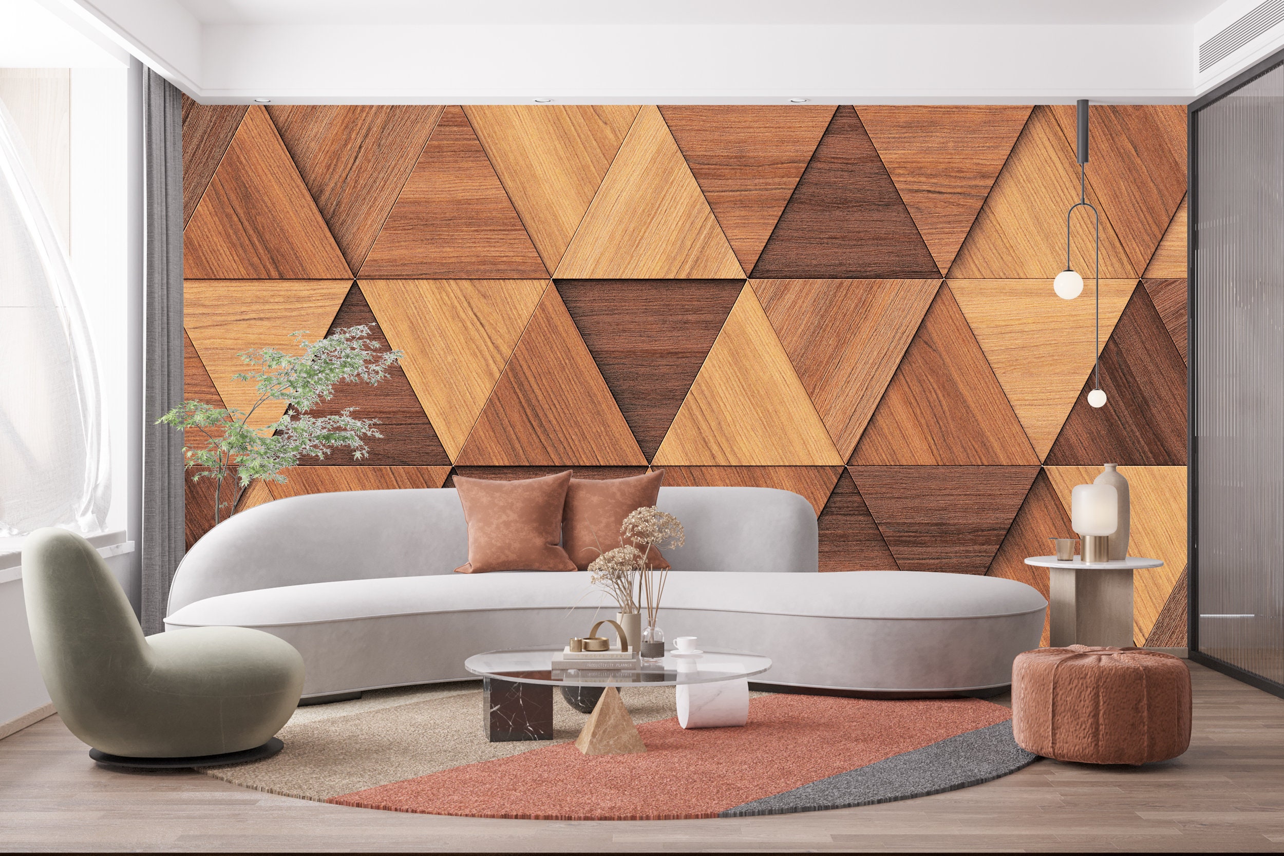 Triangle Wall Art Wood Wallpaper Triangle Wallpaper Livingroom ...