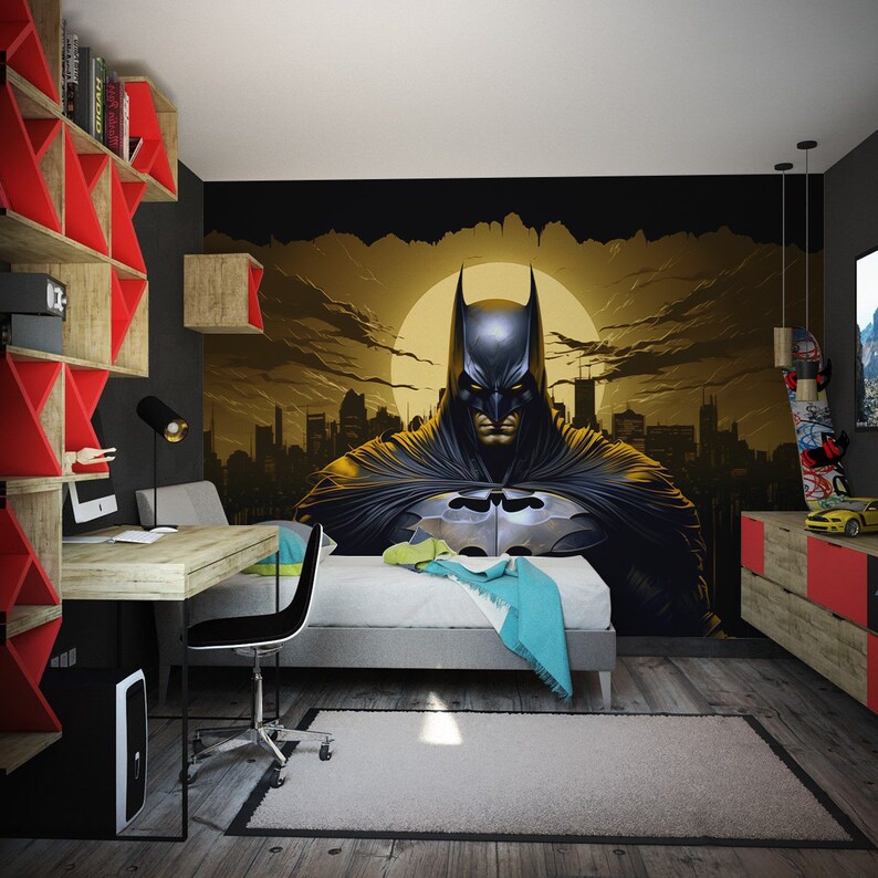 Batman Full Moon Wall Mural Batman Full Moon Wallpaper Superhero ...