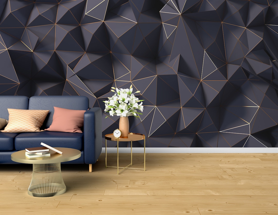 3D Rendering Wallpaper Abstract Wall Art Geometric Wall Decor Polygonal ...