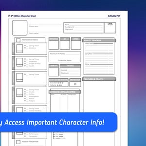 Dnd 5e Digital Character Sheet: Fillable PDF Compatible With Dungeons and Dragons 5th Edition ...