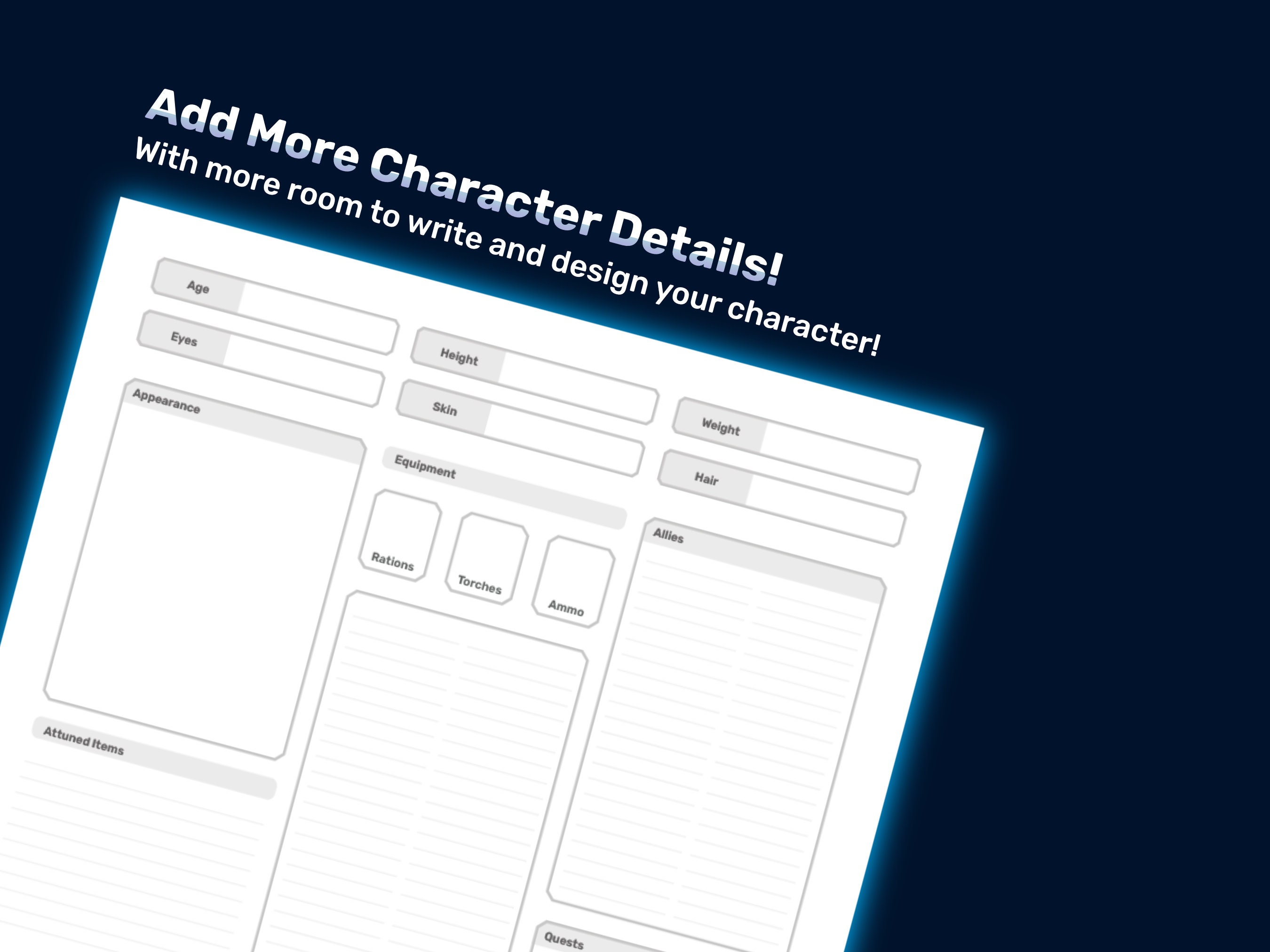 Dnd 5e Character Sheet: Printable & Fillable PDF Compatible With ...