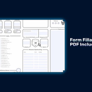 Dnd 5e Simple Outline Character Sheet: Printable & Fillable PDF ...