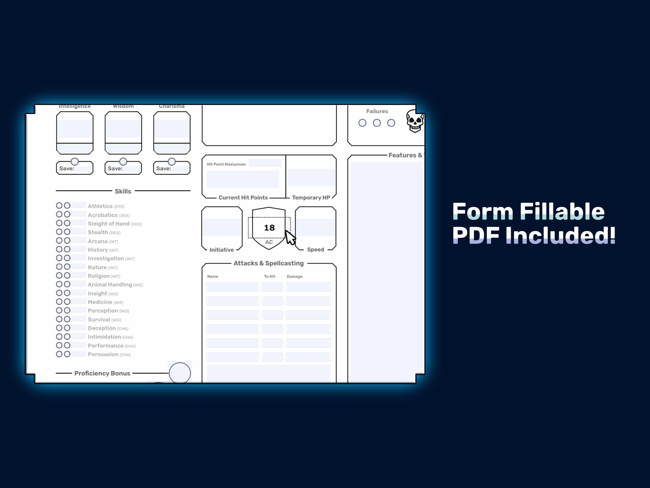 Dnd 5e Simple Outline Character Sheet: Printable & Fillable PDF ...