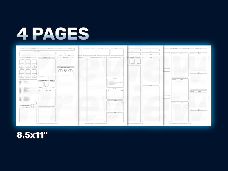 Dnd 5e Simple Outline Character Sheet: Printable & Fillable PDF ...