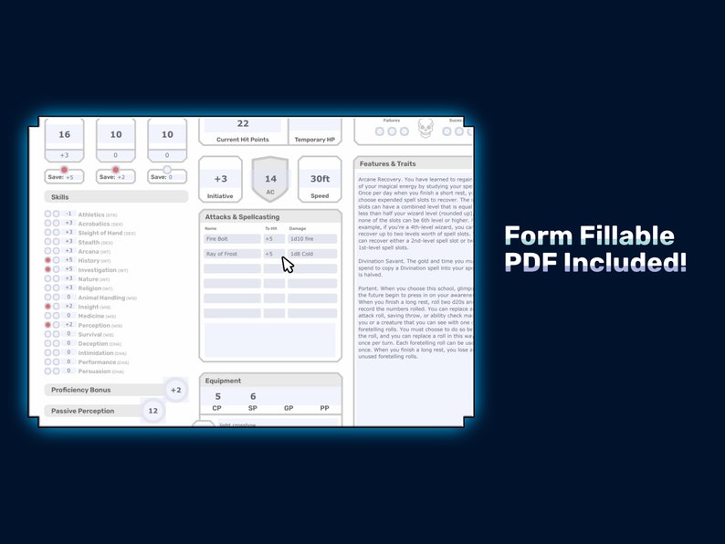 Dnd 5e Condensed Character Sheet for One-shots: Printable & Fillable ...