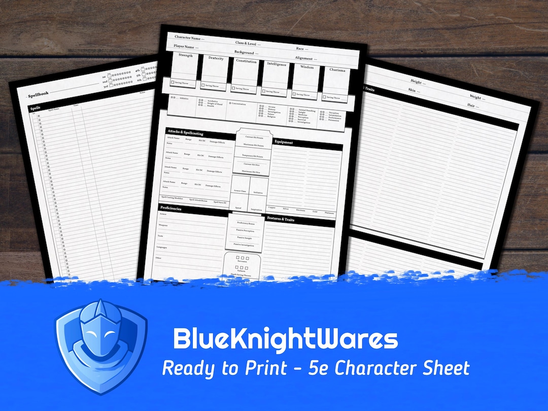 Dnd 5e Custom Character Sheet: Printable PDF Compatible With Dungeons ...
