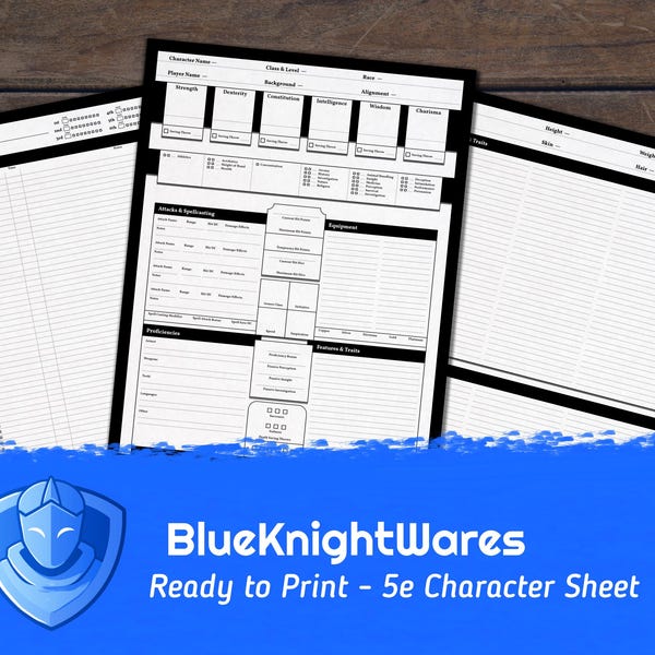 Dnd 5e Simple Outline Character Sheet: Printable & Fillable PDF ...