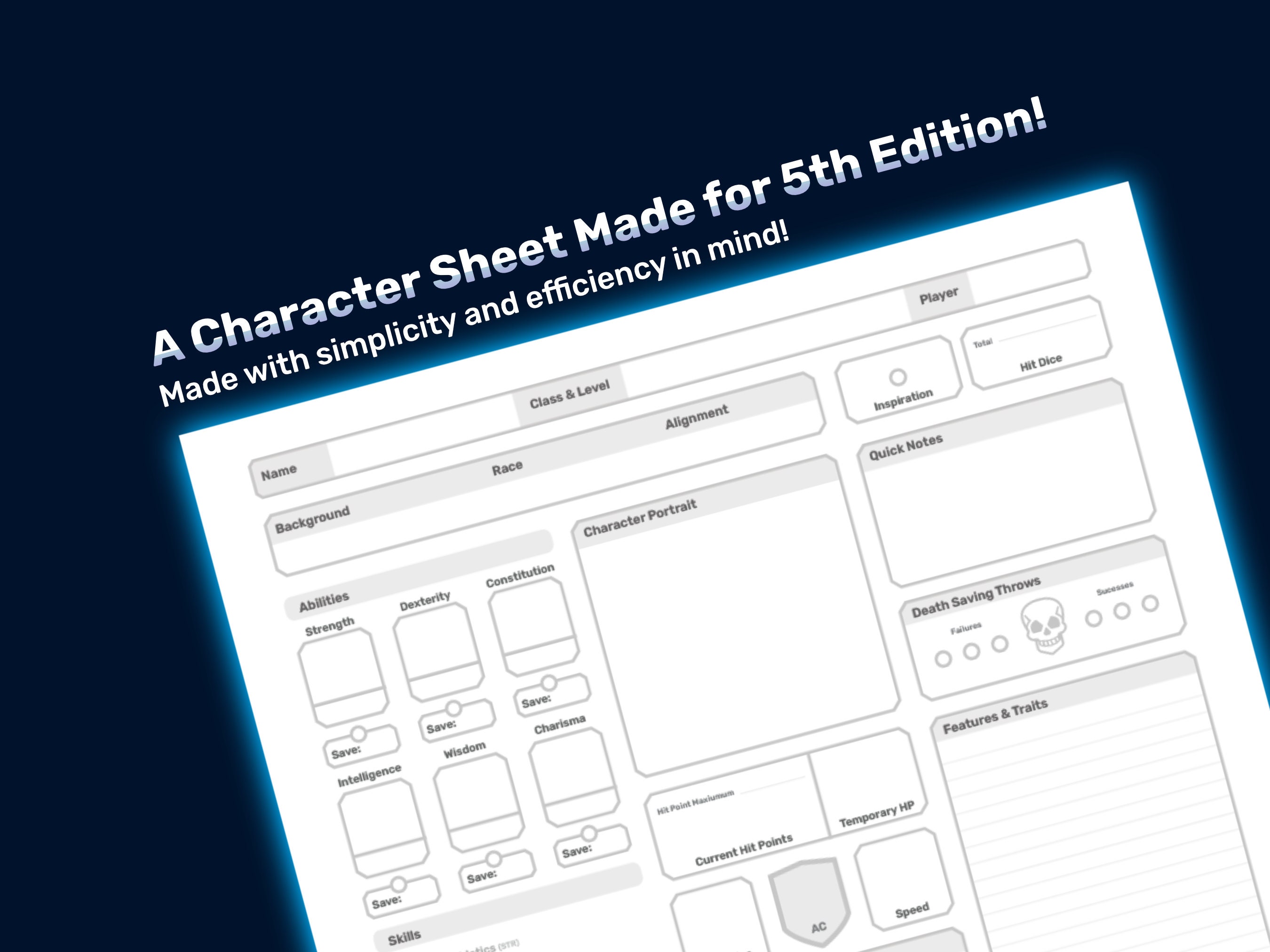 Dnd 5e Character Sheet: Printable & Fillable PDF Compatible With ...