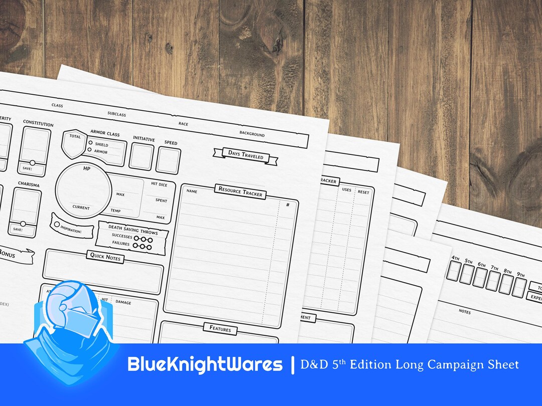 Dnd 5e Long Campaign Character Sheet: Fillable PDF Compatible With ...