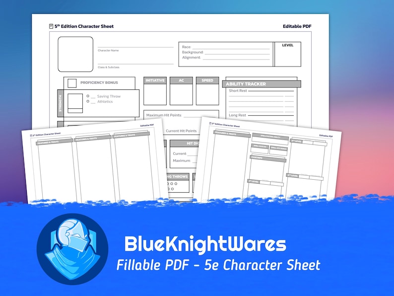 Dnd 5e Digital Character Sheet: Fillable PDF Compatible With Dungeons and Dragons 5th Edition ...