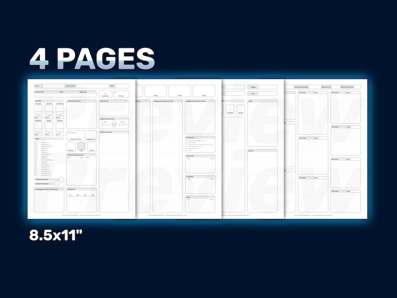 Dnd 5e Character Sheet: Printable & Fillable PDF Compatible With ...