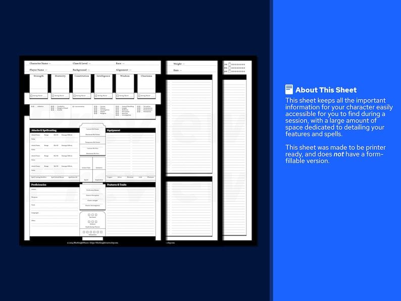 Dnd 5e Custom Character Sheet: Printable PDF Compatible With Dungeons ...