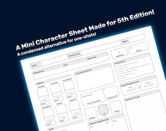 Dnd 5e Simple Outline Character Sheet: Printable & Fillable PDF ...