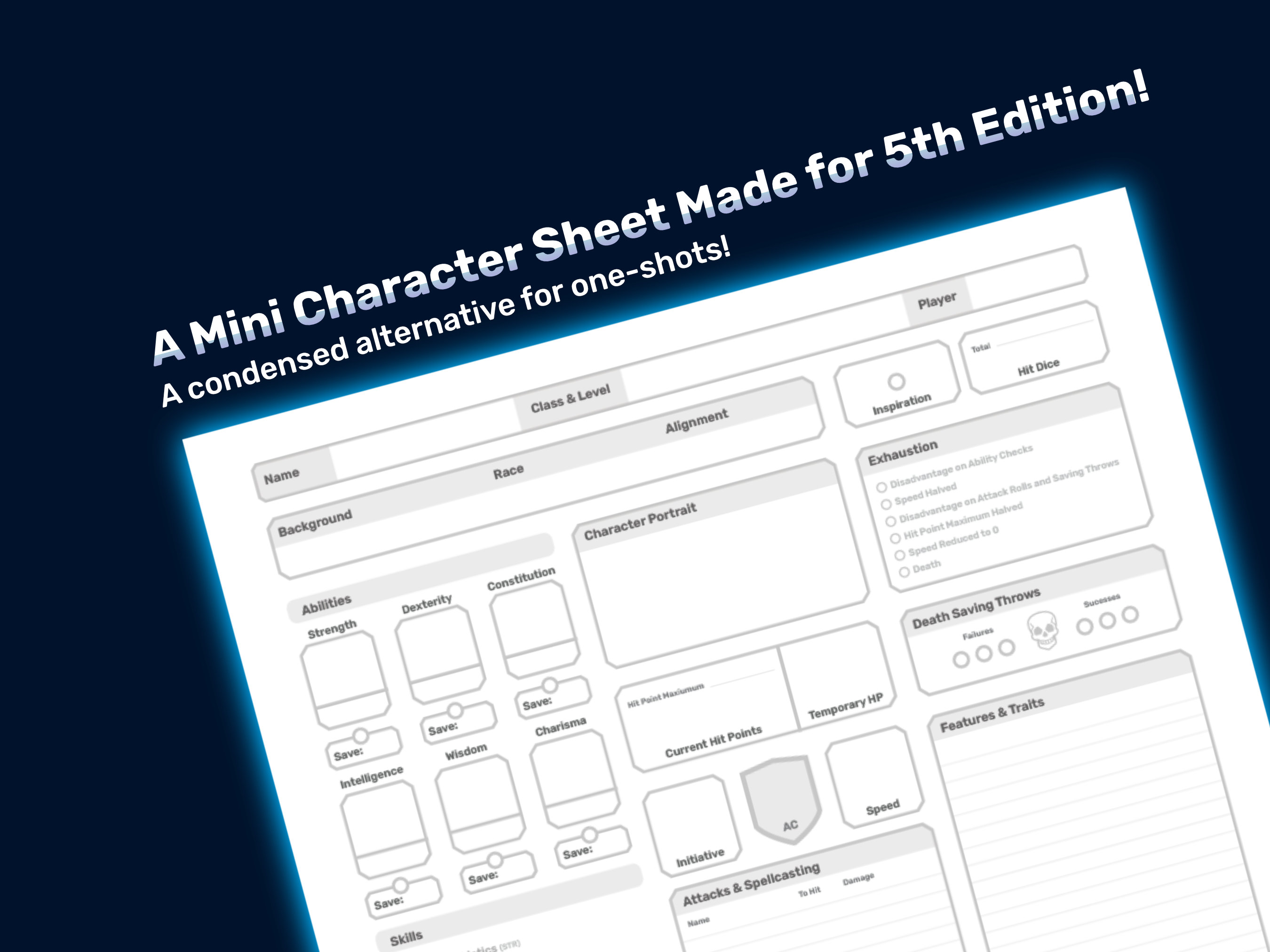 Dnd 5e Condensed Character Sheet for One-shots: Printable & Fillable ...