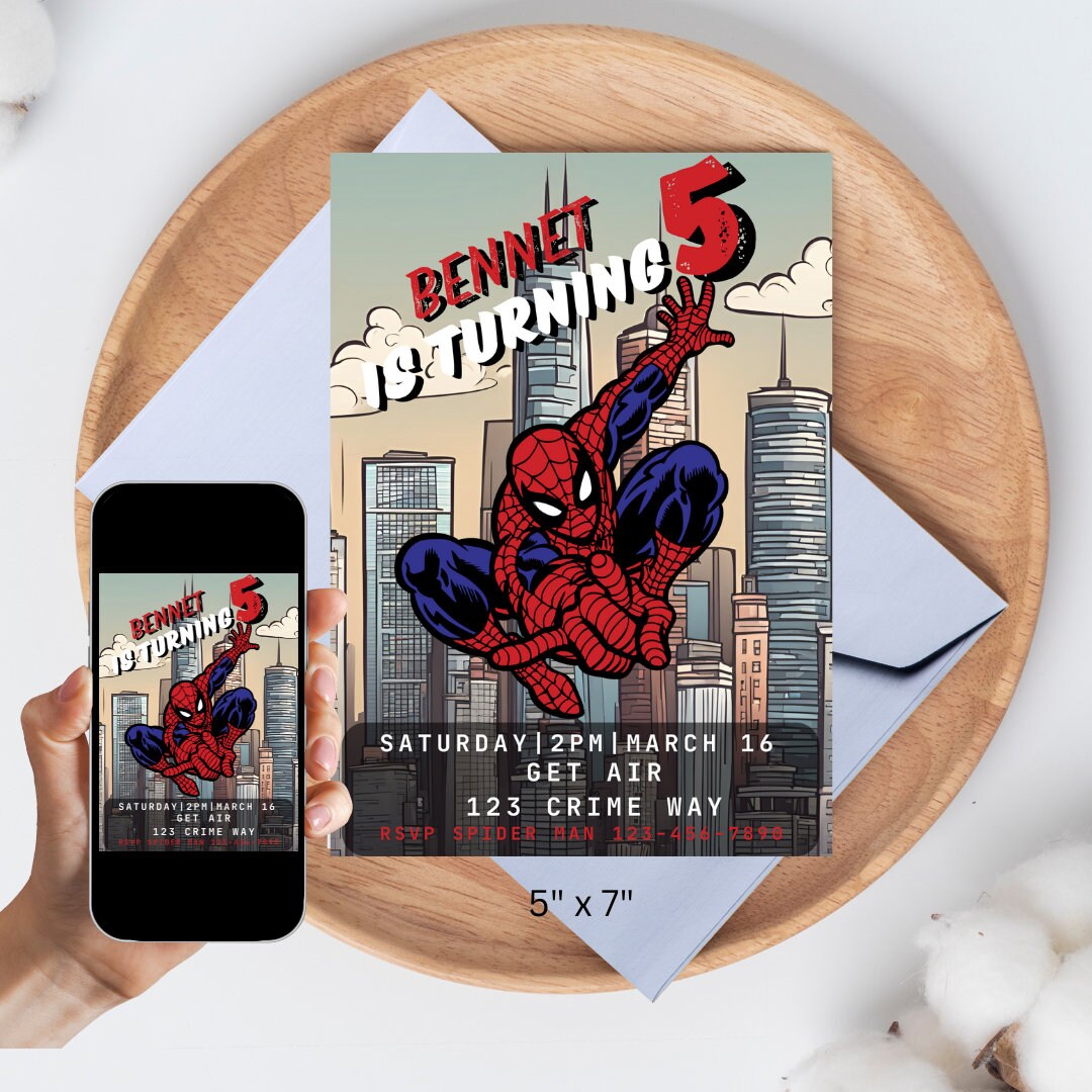 EDITABLE Spider Man Invitation Template Spider Man Birthday Theme ...
