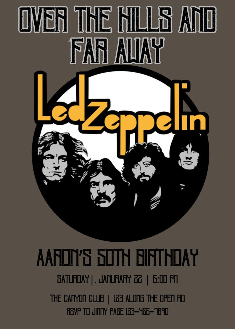Editable Led Zepplin Birthday Invitation. Instant Download. Easy to ...