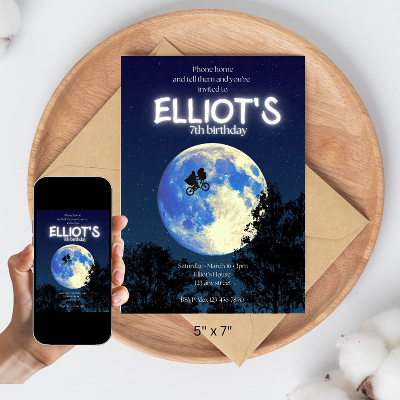 Editable ET Inspired Birthday Invitation Template Alien Themed Birthday ...