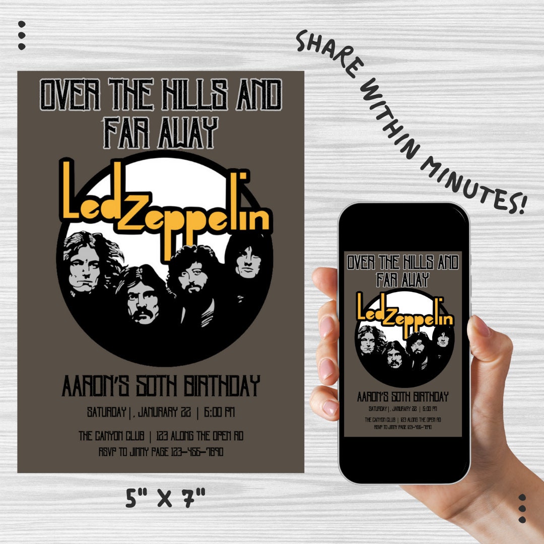 Editable Led Zepplin Birthday Invitation. Instant Download. Easy to ...