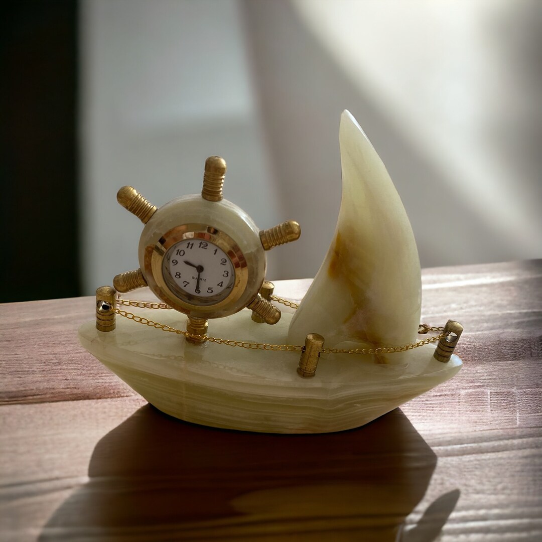 Natural Marble Desktop Sailor Clock - Etsy