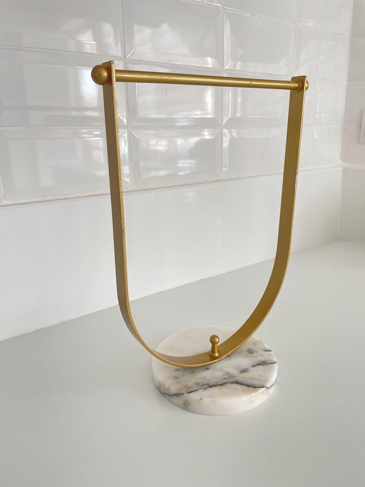 Luxury Gold Towel Holder - Handmade Marble Bathroom Decor - Elegant ...