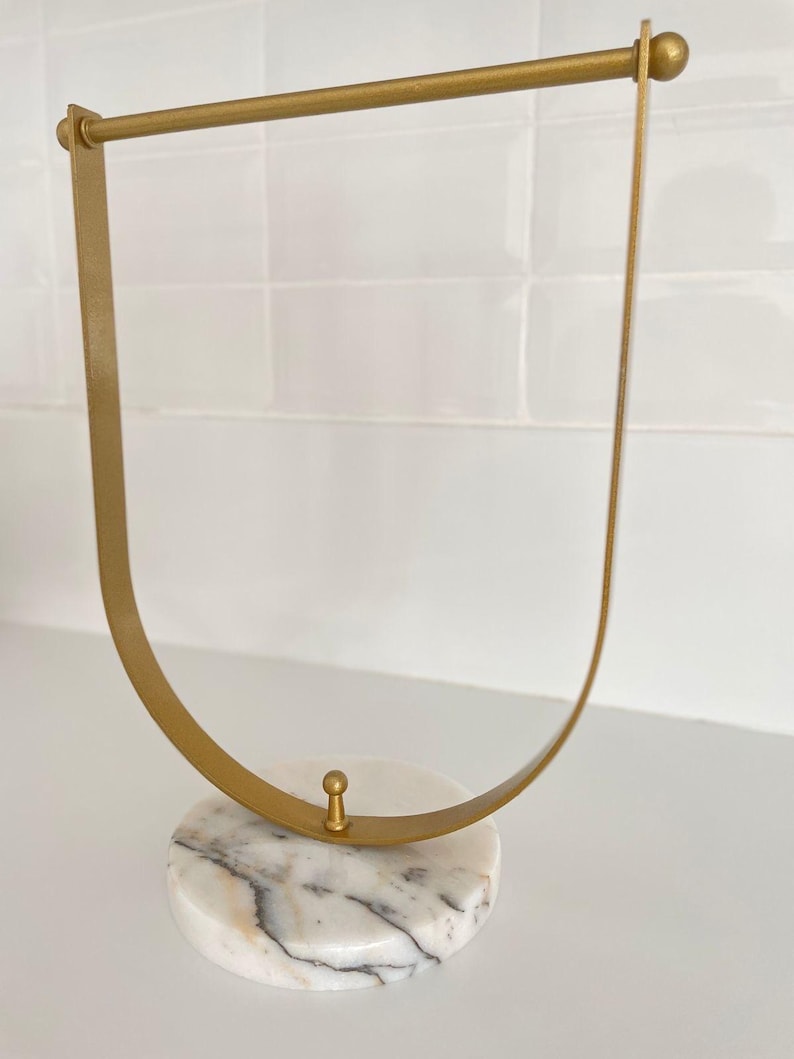 Luxury Gold Towel Holder - Handmade Marble Bathroom Decor - Elegant ...