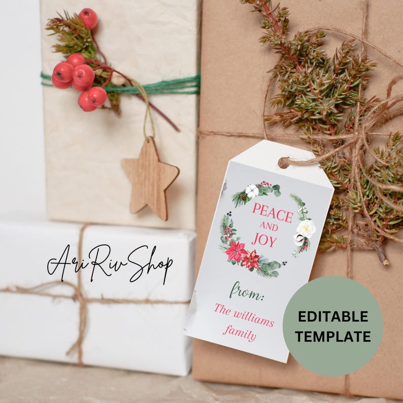 Merry Christmas Gift Tags & Labels Christmas Tags Editable Merry ...