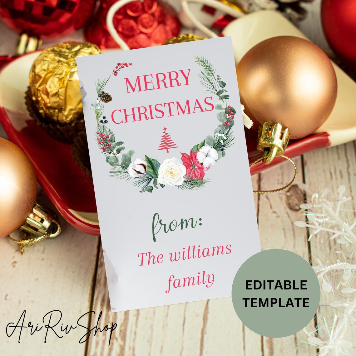 Merry Christmas Gift Tags & Labels Christmas Tags Editable Merry ...