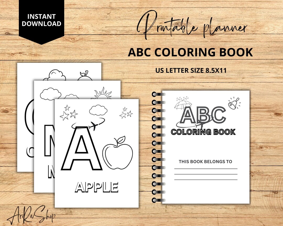 ABC Coloring Book, Learn Alphabet Preschool Activity, Alphabet Book ...