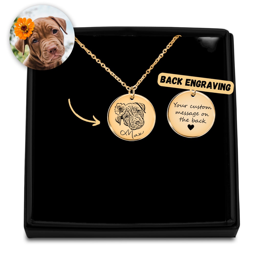Personalized Pet Necklace –custom Dog Photo Pendant, Engraved Name ...