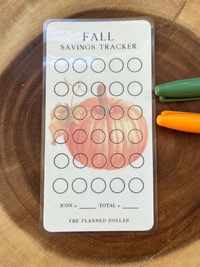 Fall Autumn Savings Challenge Tracker A6 Laminated Cash Tracker Pumpkin ...