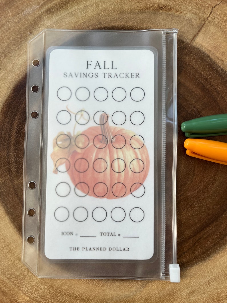 Fall Autumn Savings Challenge Tracker A6 Laminated Cash Tracker Pumpkin ...