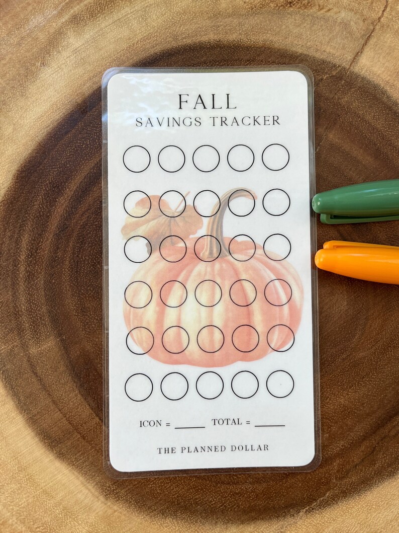 Fall Autumn Savings Challenge Tracker A6 Laminated Cash Tracker Pumpkin ...
