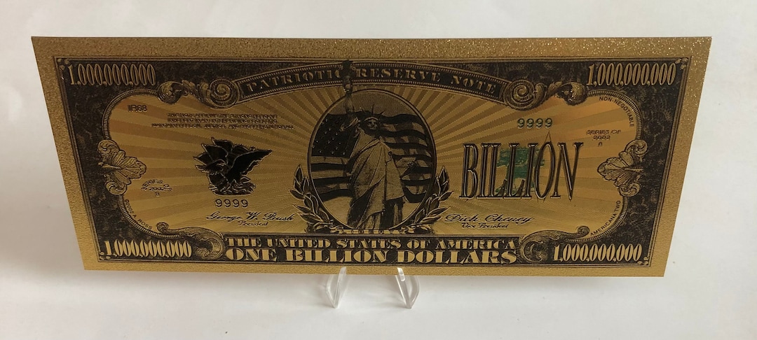Golden One Trillion Dollar Bill - Etsy