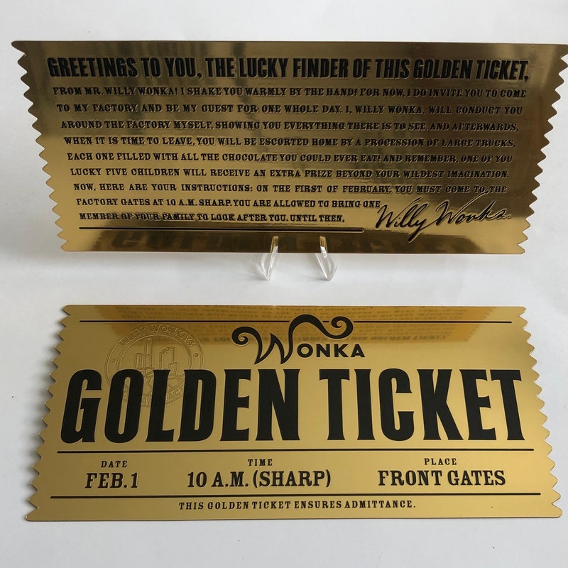 Willy Wonkas Golden Ticket - Etsy UK
