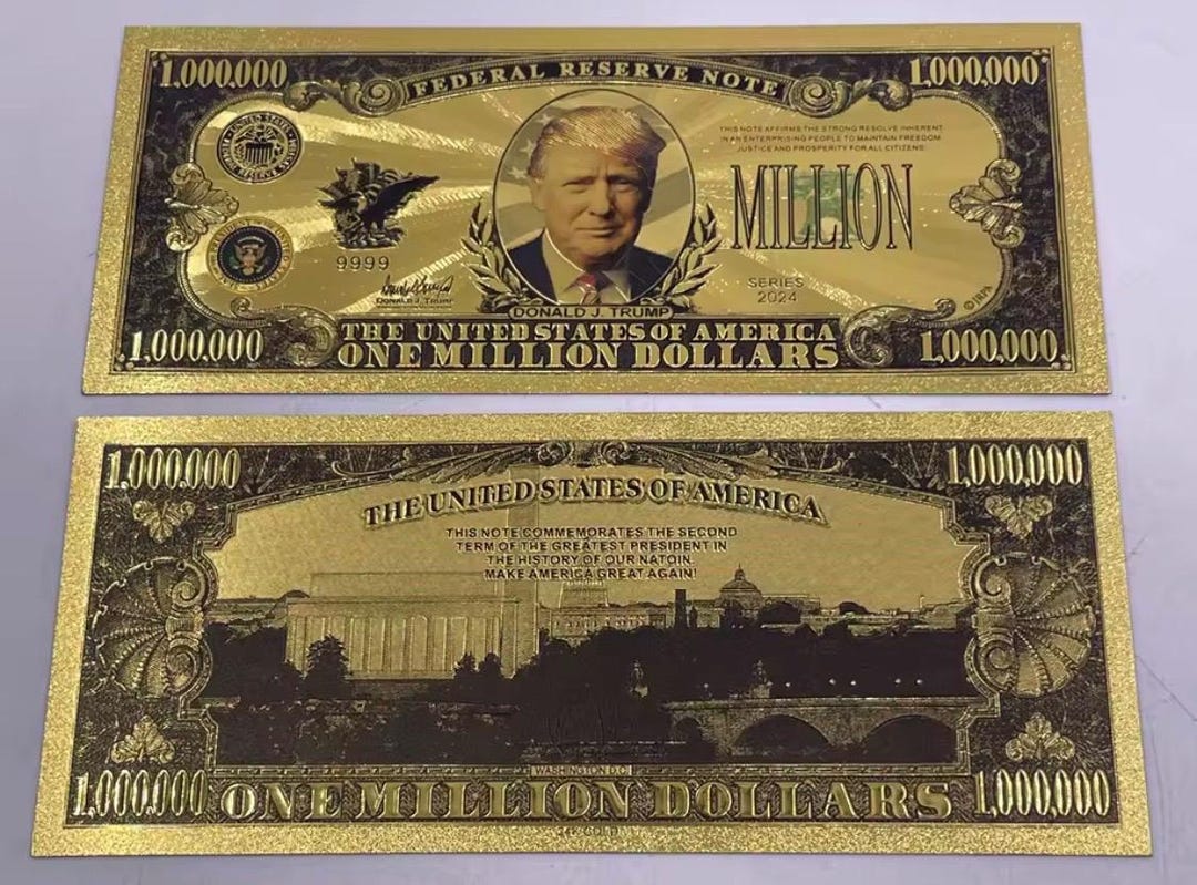 Golden One Trillion Dollar Bill - Etsy