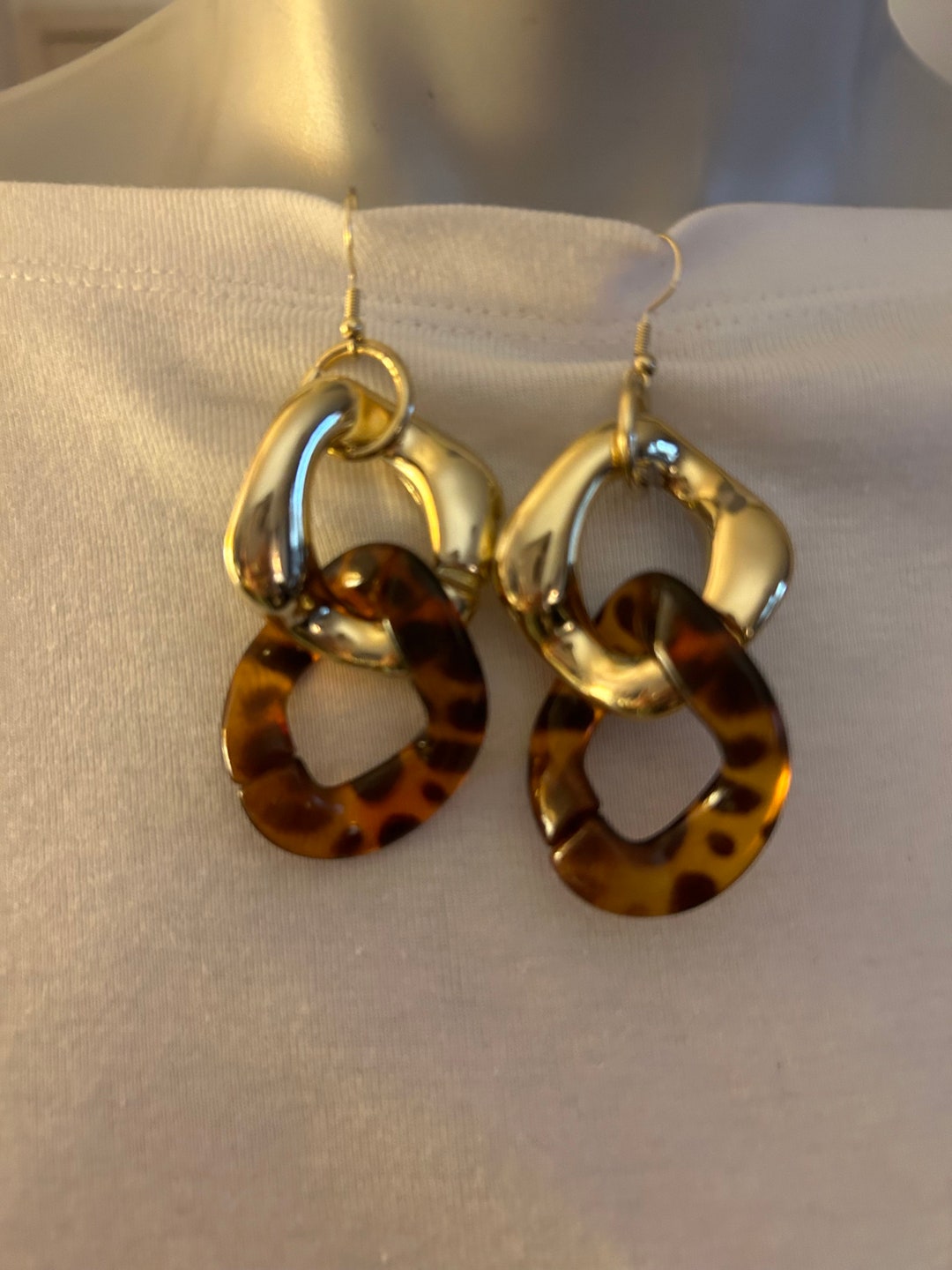 Tortoiseshell and Gold Statement Earrings. - Etsy