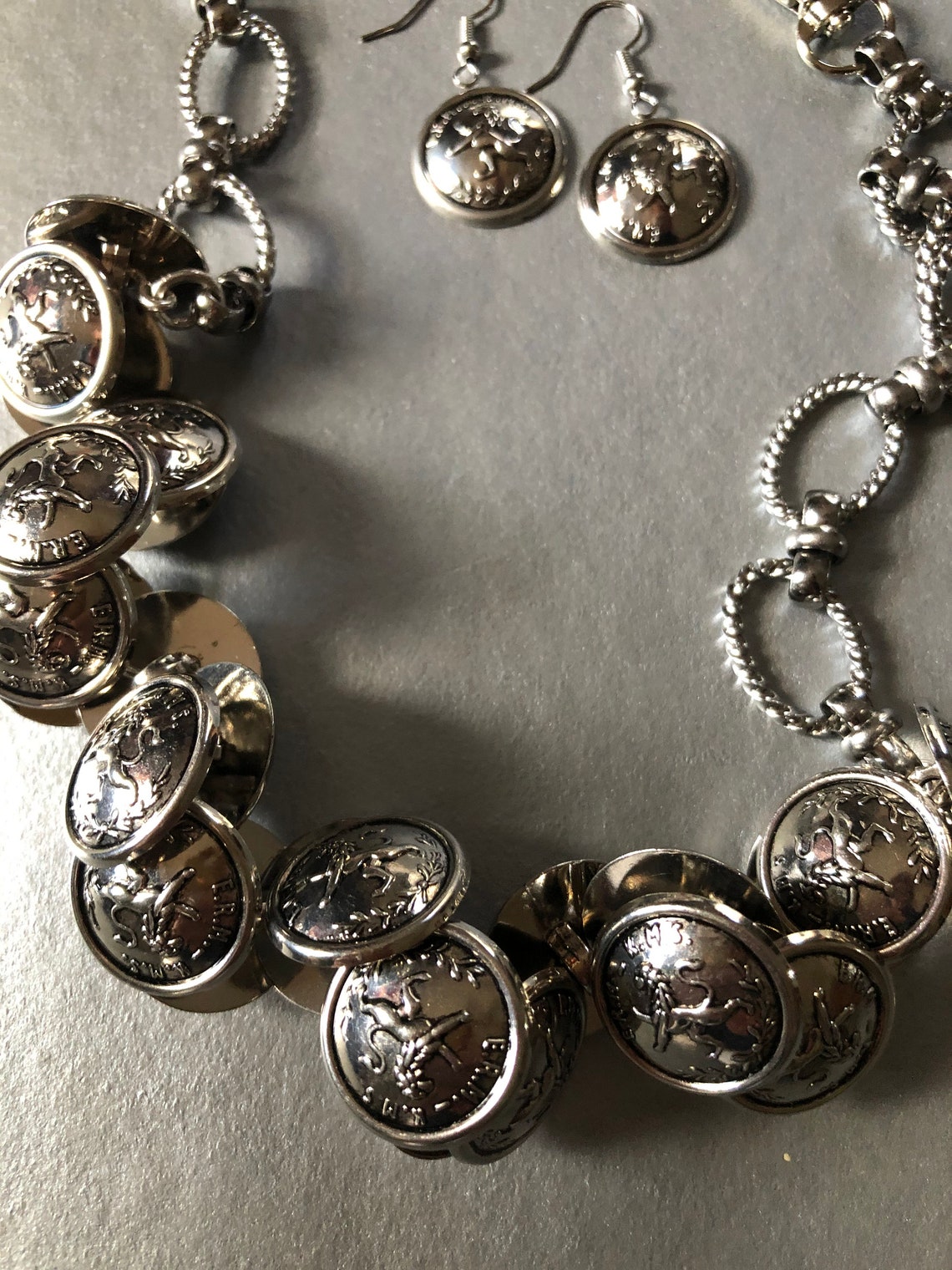 Silver Tones Adjustable Avant-garde Jewelry Set, Adjustable Necklace ...