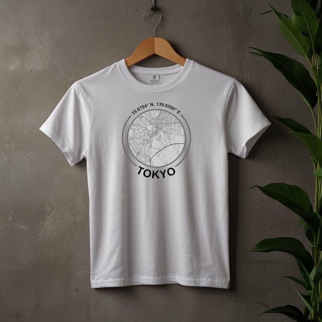 Tokyo Map T Shirt Minimalistic City Map Blueprint Tee With Coordinates ...