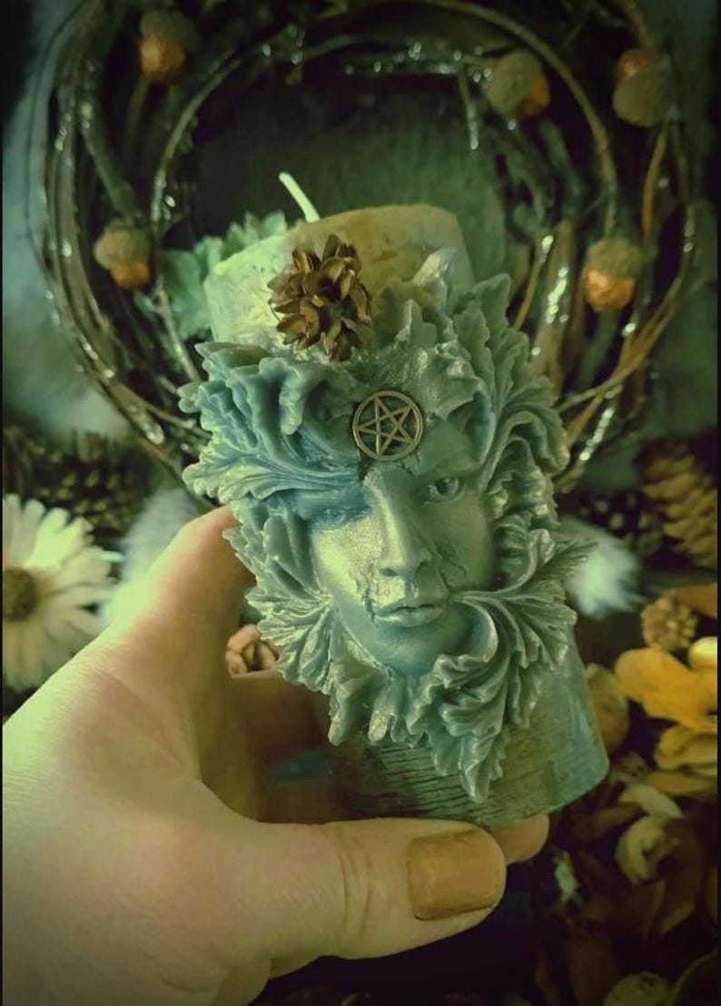 Green Man /pan Pagan Cernunnos God Altar Candle Beltane Offering Wicca ...