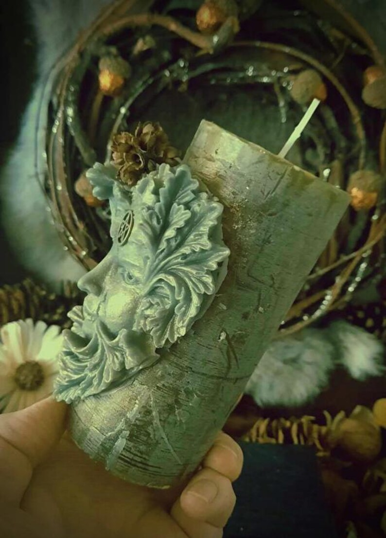 Green Man /pan Pagan Cernunnos God Altar Candle Beltane Offering Wicca ...