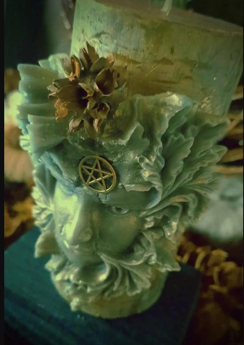 Green Man /pan Pagan Cernunnos God Altar Candle Beltane Offering Wicca ...